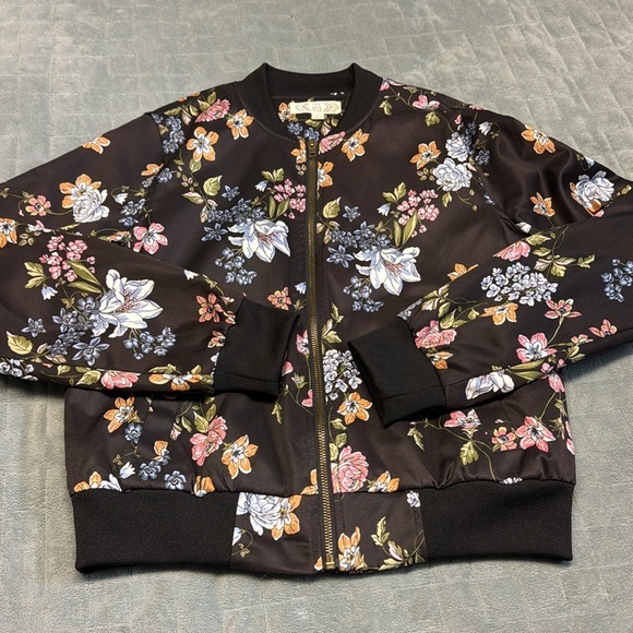 Pink Rose | Jackets & Coats | Pink Rose Bomber Jacket Black Floral Boho ...